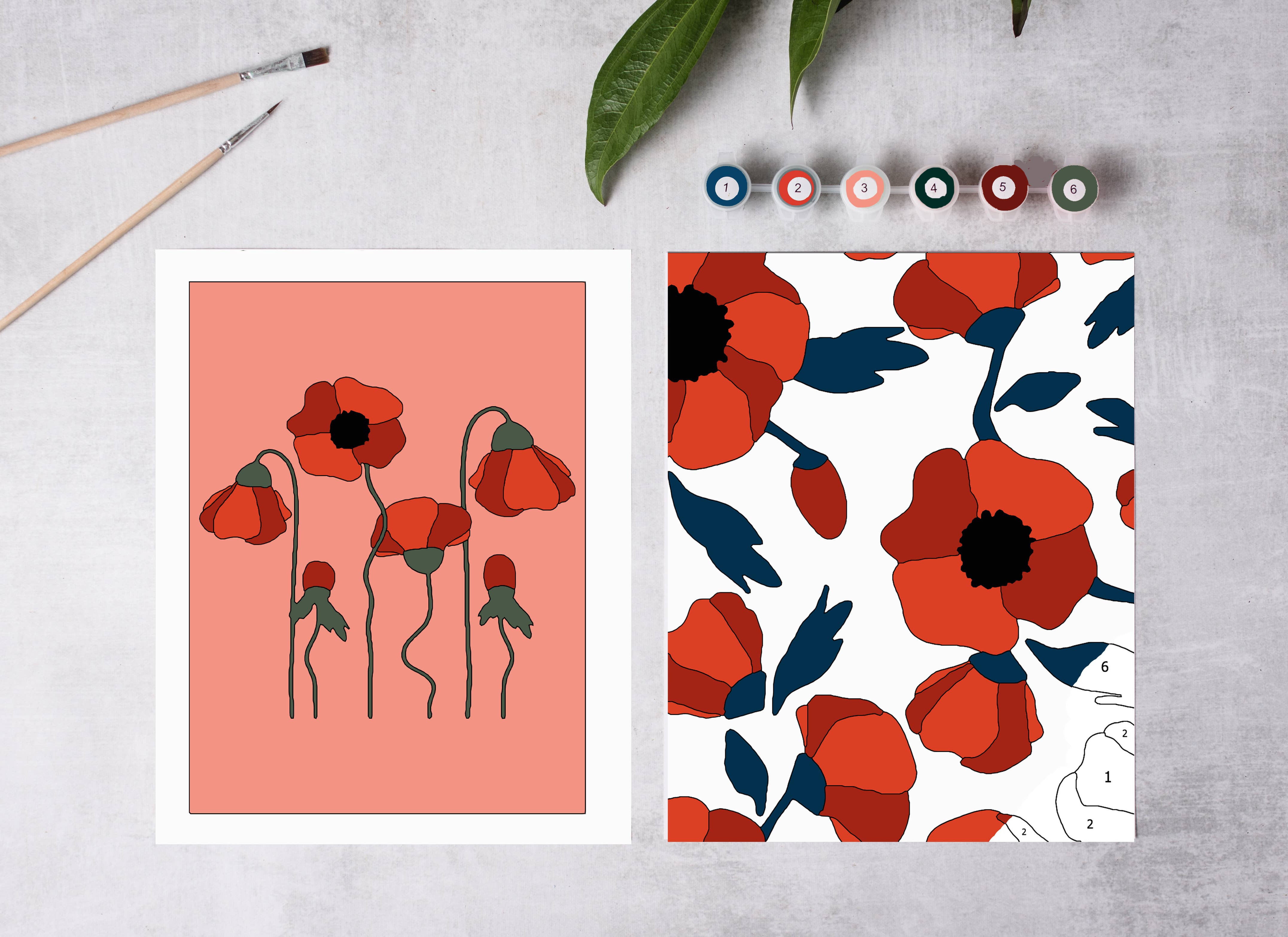 Cate Paper Co. - Red Poppies Paint-By-Numbers kit – The Educated Otter