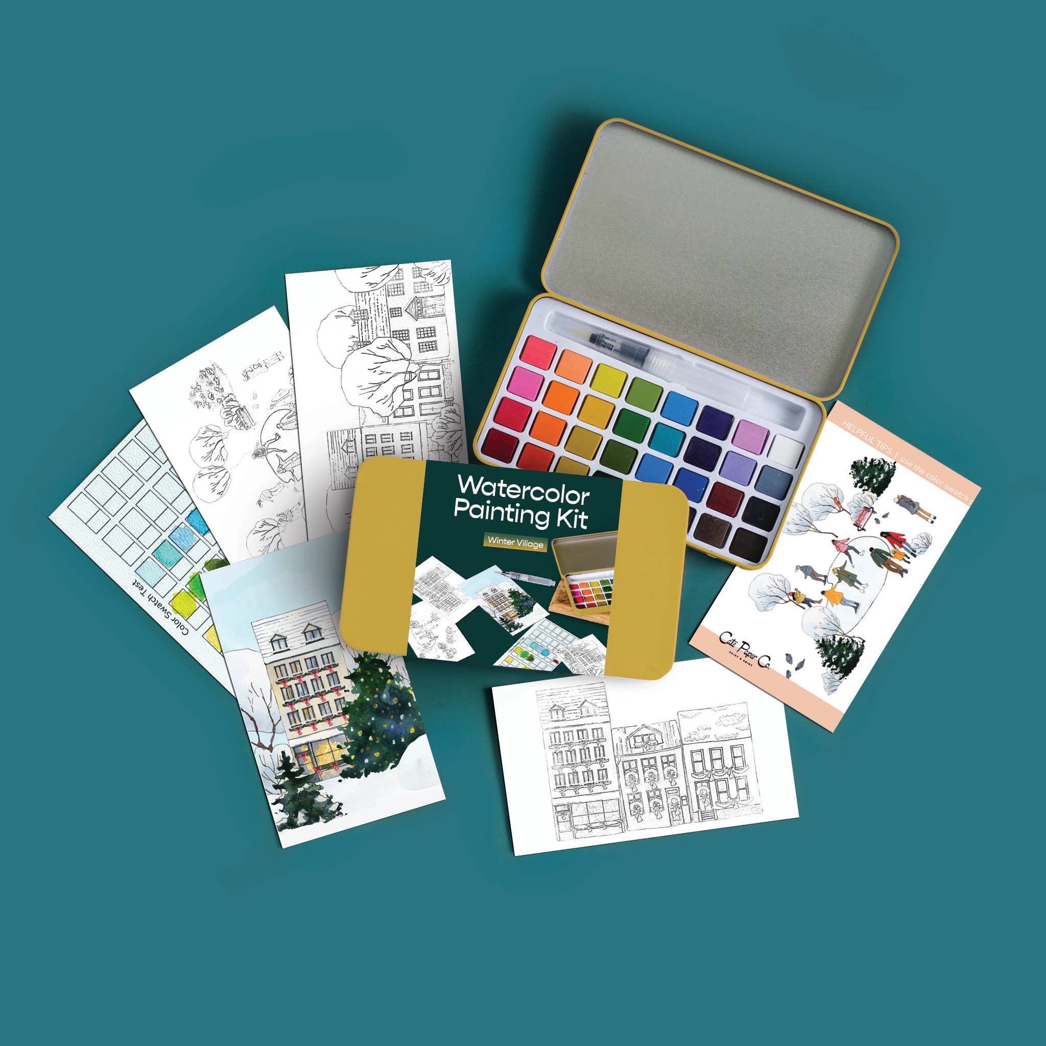 Cate Paper Co. - Winter Village Watercolor Painting Kit – The Educated ...